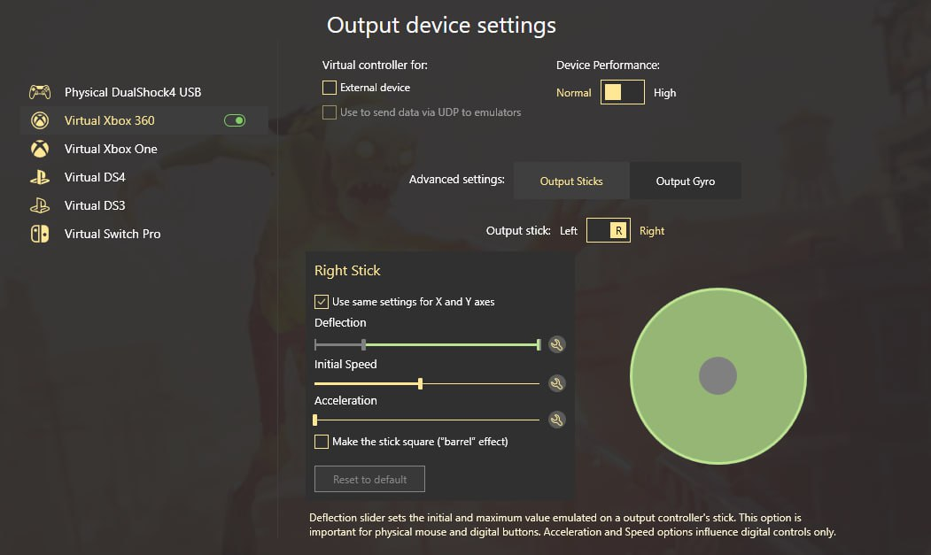 Output device settings · reWASD help guide